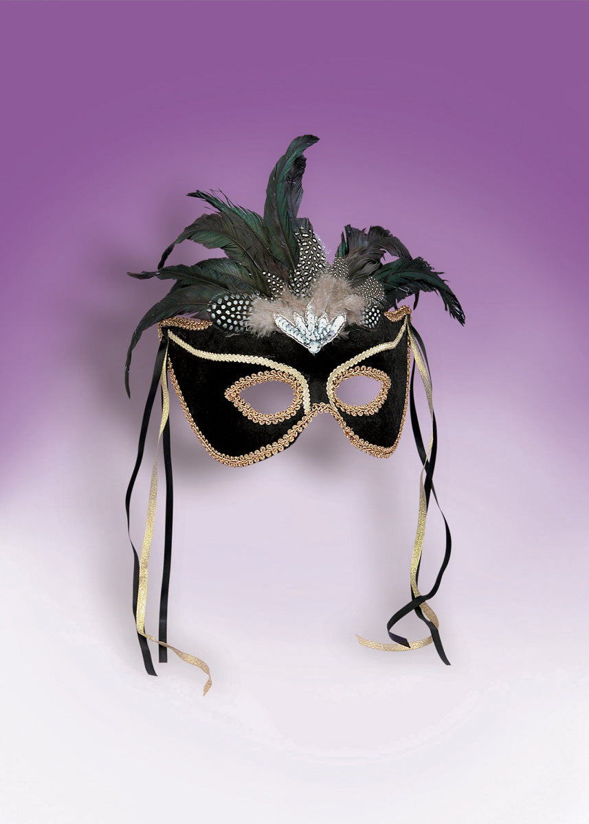 Karneval Masquerade Mask on Headband - Black – Once Upon A Guise